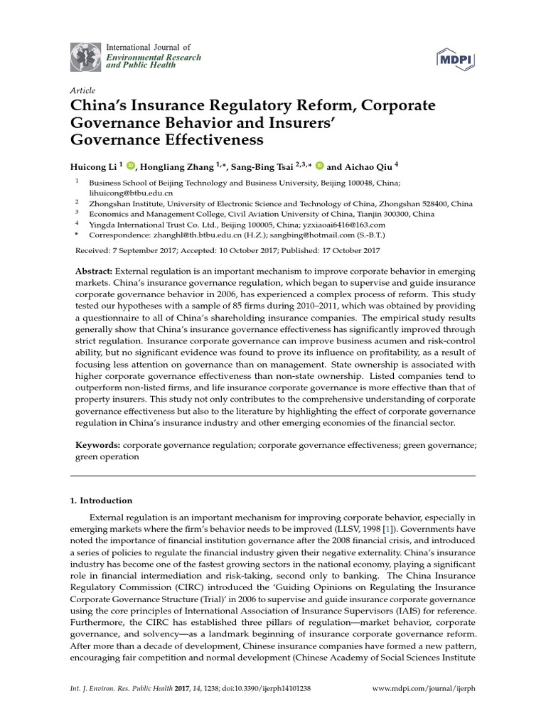 China Insurance Governance Reform Impact | PDF | Governance | Corporate ...