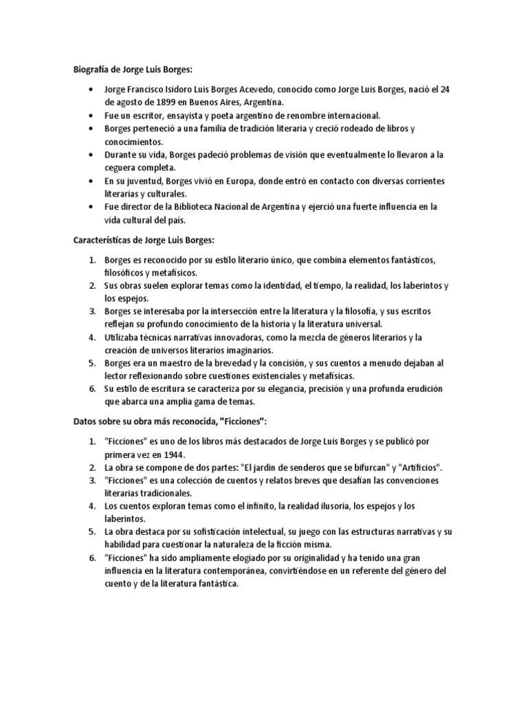 Biografía de Jorge Luis Borges | PDF