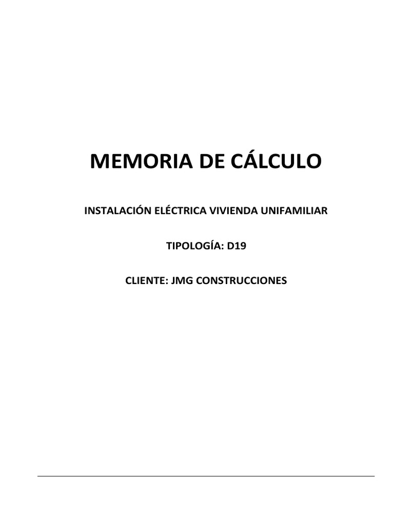 Memoria de Cálculo Instalación Eléctrica-Topología D19 - v2-18-09-22 | PDF | Cableado eléctrico ...