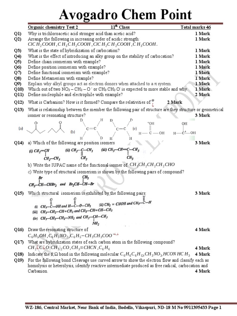 Organic Chemistry Test 2 | PDF