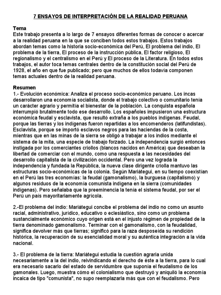 7 Ensayos De Interpretación De La Realidad Peruana Pdf 8522