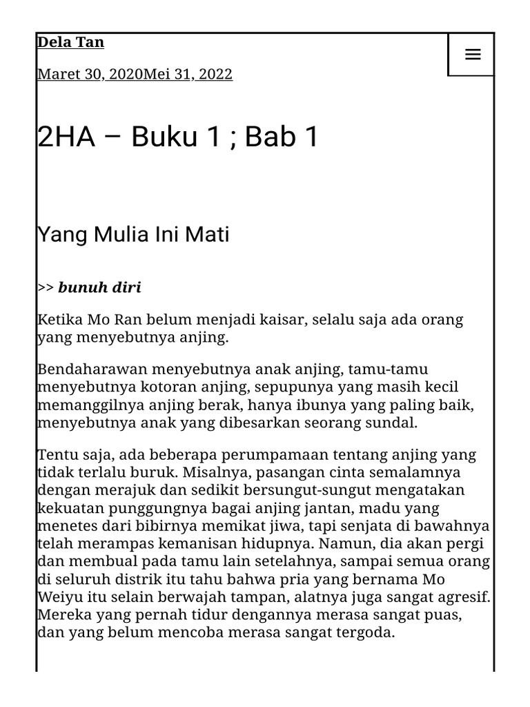 2HA - Buku 1 Bab 1 - Dela Tan | PDF