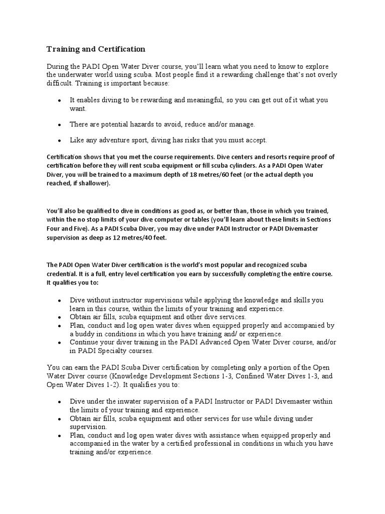 PADI Intro Pt1 | PDF