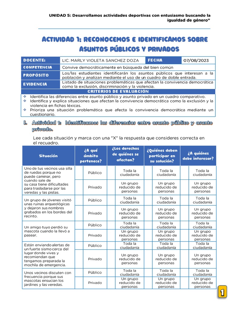 1° DPCC - Actv.01-Und.5 2023 | PDF
