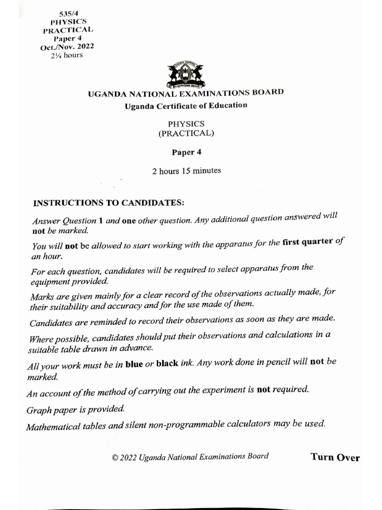 UCE 535 - 4 Physics Practical 1 | PDF