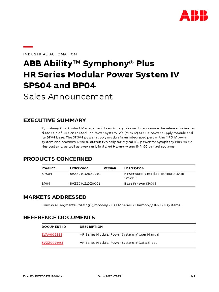 8VZZ003741T0001 - A - en - Symphony Plus HR Series Modular Power System ...
