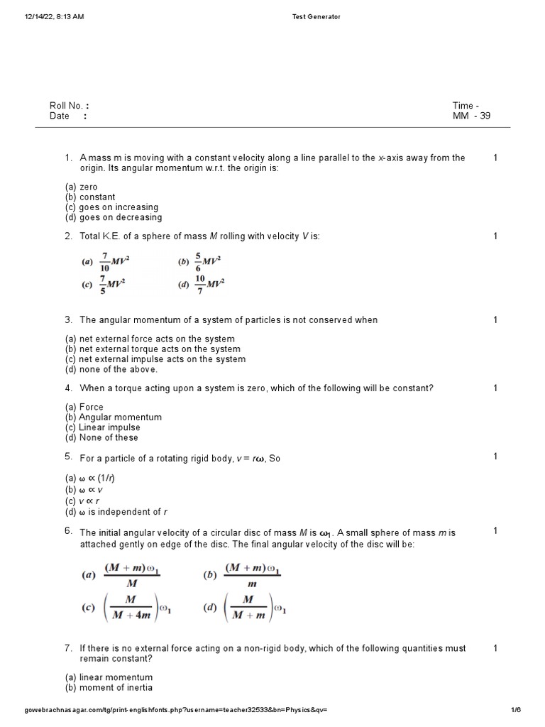 Rotational 1 | PDF | Rotation Around A Fixed Axis | Torque