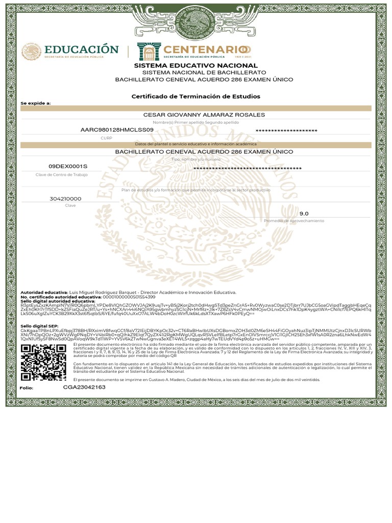 Sistema Nacional de Bachillerato Bachillerato Ceneval Acuerdo 286 ...