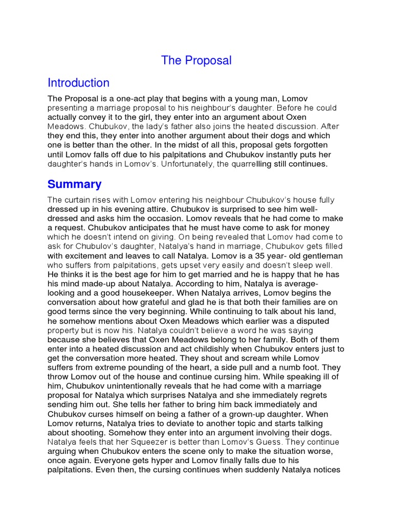 The Proposal Class 10 | PDF