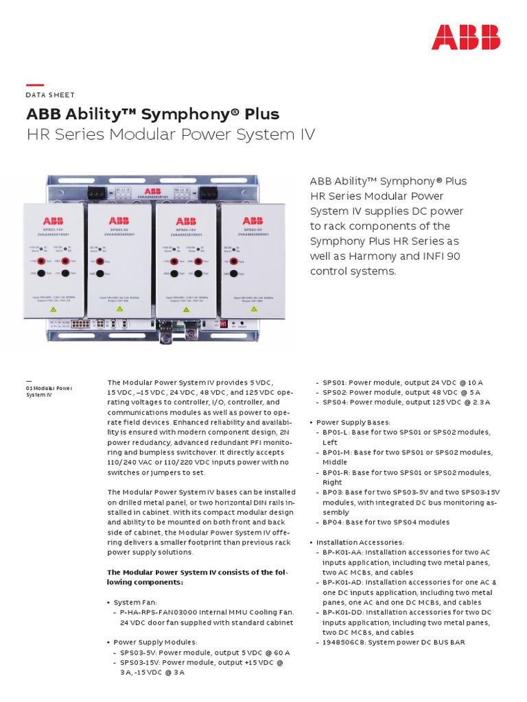8VZZ000095T0000 B Symphony Plus HR Series Modular Power System IV ... 8VZZ000095T0000 B Symphony Plus HR Series Modular Power System IV ...