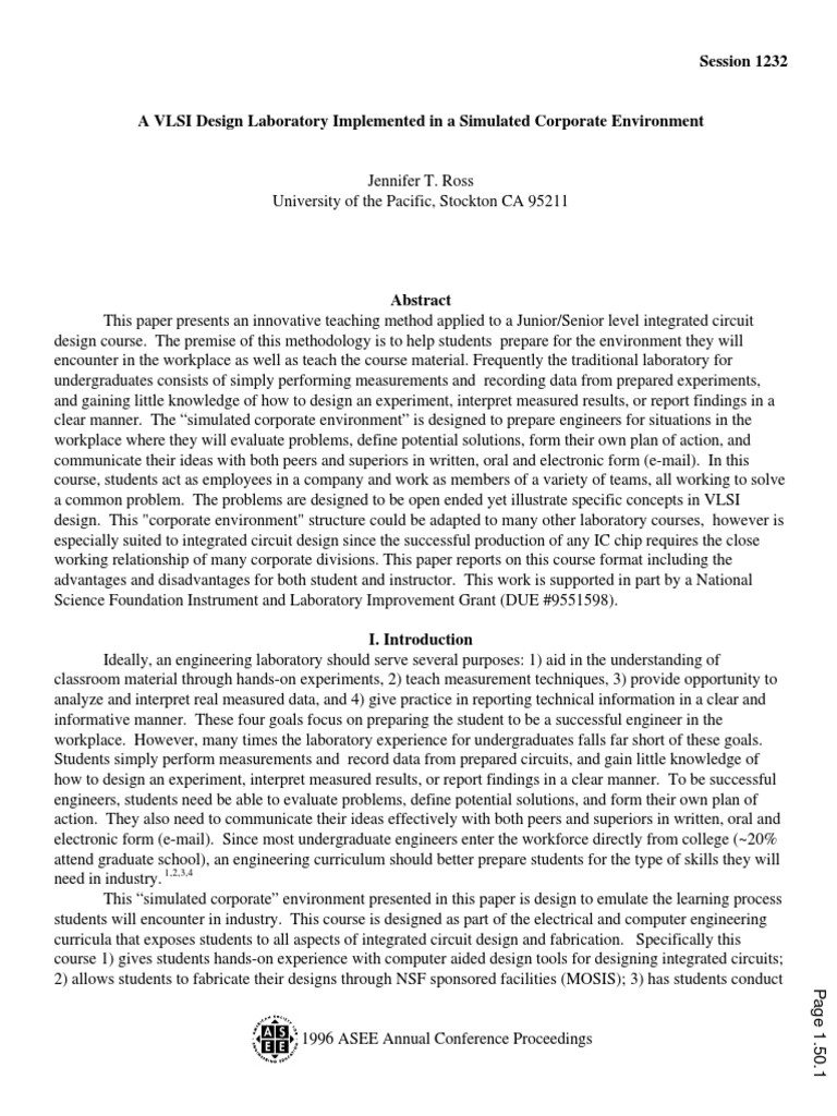 A Vlsi Design Laboratory Implemented in A Simulated Corporate Environment | PDF | Simulation ...