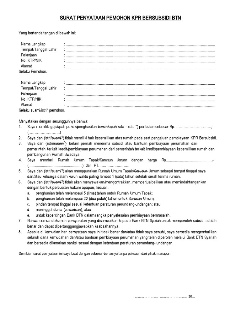 Lembar Checklist KPR Sejahtera BTN Ib 2023-KIRIM | PDF