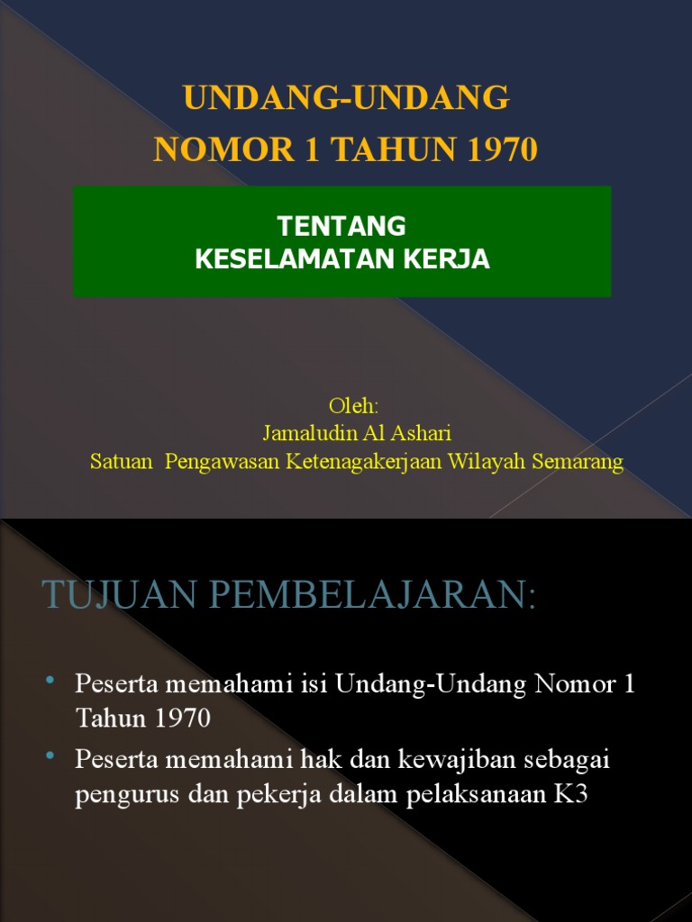 UU K3 - No. 1 Tahun 1970 | PDF