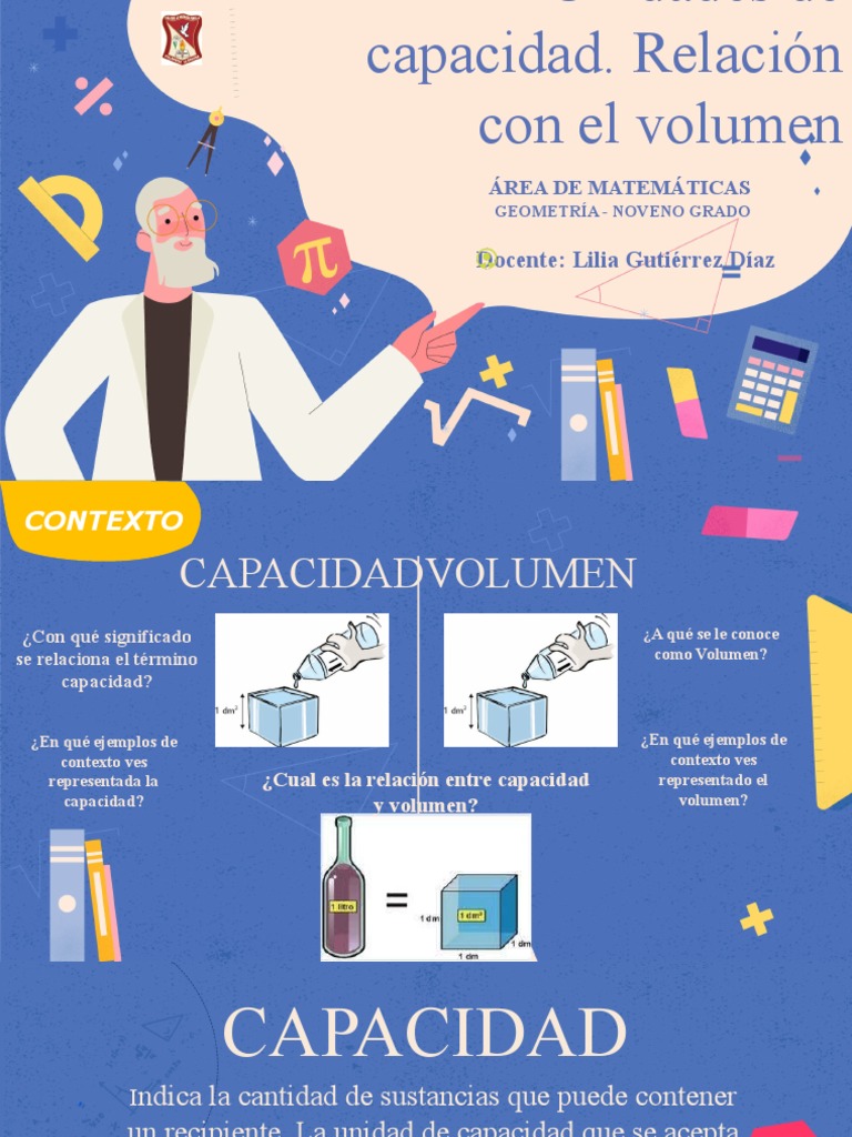 Relación Capacidad y Volumen: Ejemplos y Tarea | PDF | Volumen | Litro