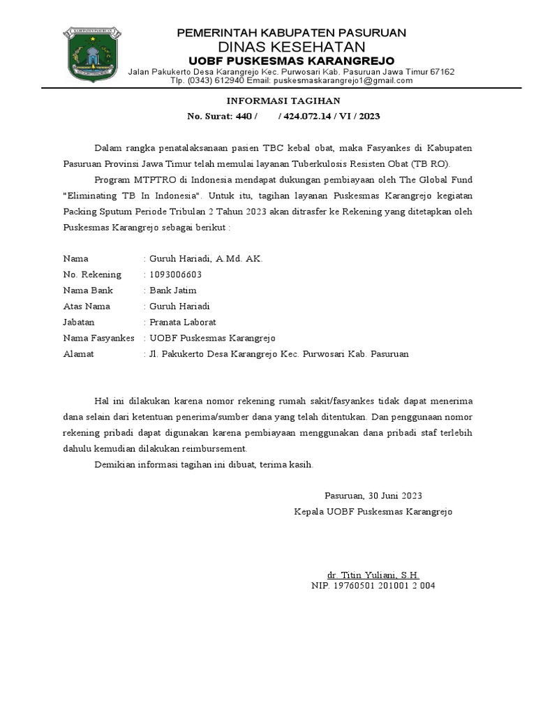 Informasi Tagihan Packing | PDF