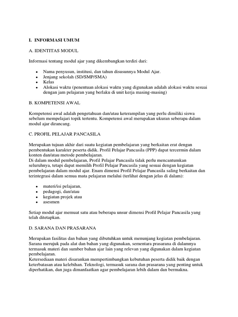 Komponen Modul Ajar | PDF