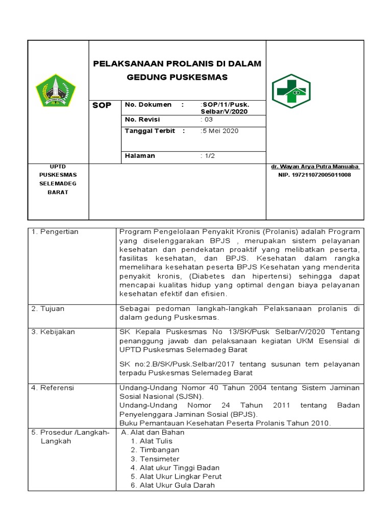 Sop Prolanis Ukp | PDF