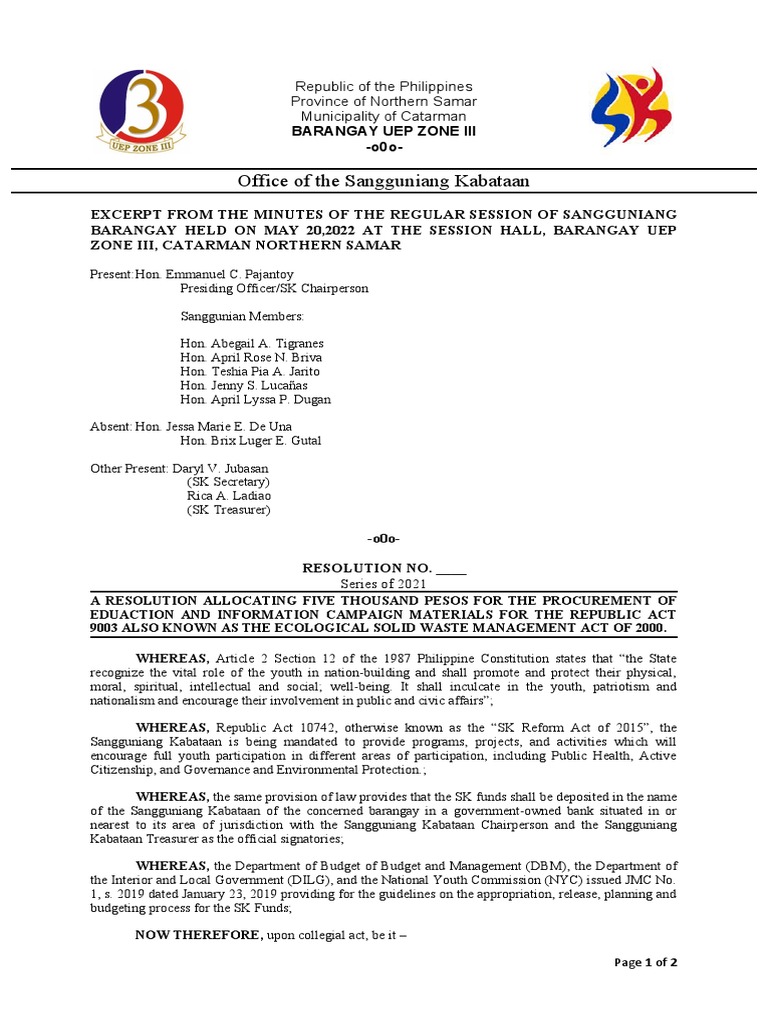 SK Resolution For Bank Account Opening | PDF