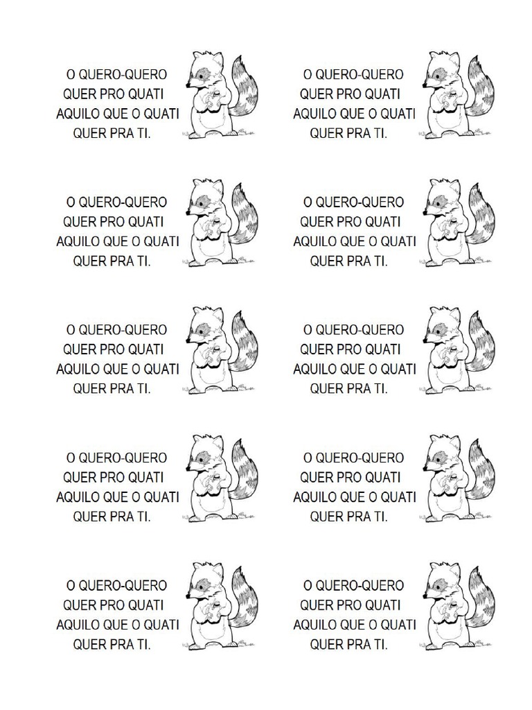 ficha de leitura silabas qua que qui - imprimir de acordo com o numero ...