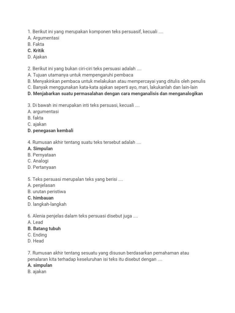 Soal PTS Materi Teks Persuasi Kelas 8 Sem 2 | PDF