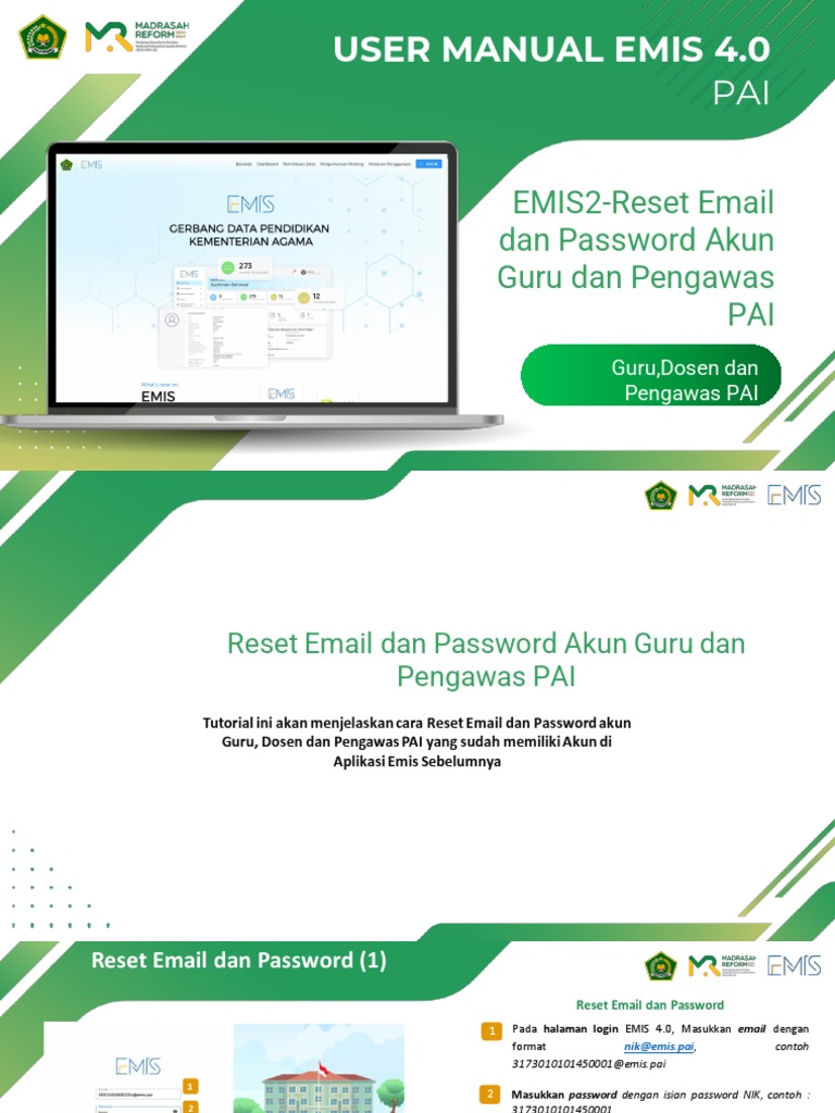 Panduan Reset Email dan Password EMIS 4.0 | PDF
