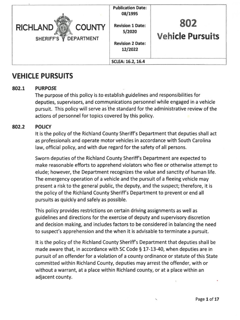 RCSD Policy Car Pursuit | PDF