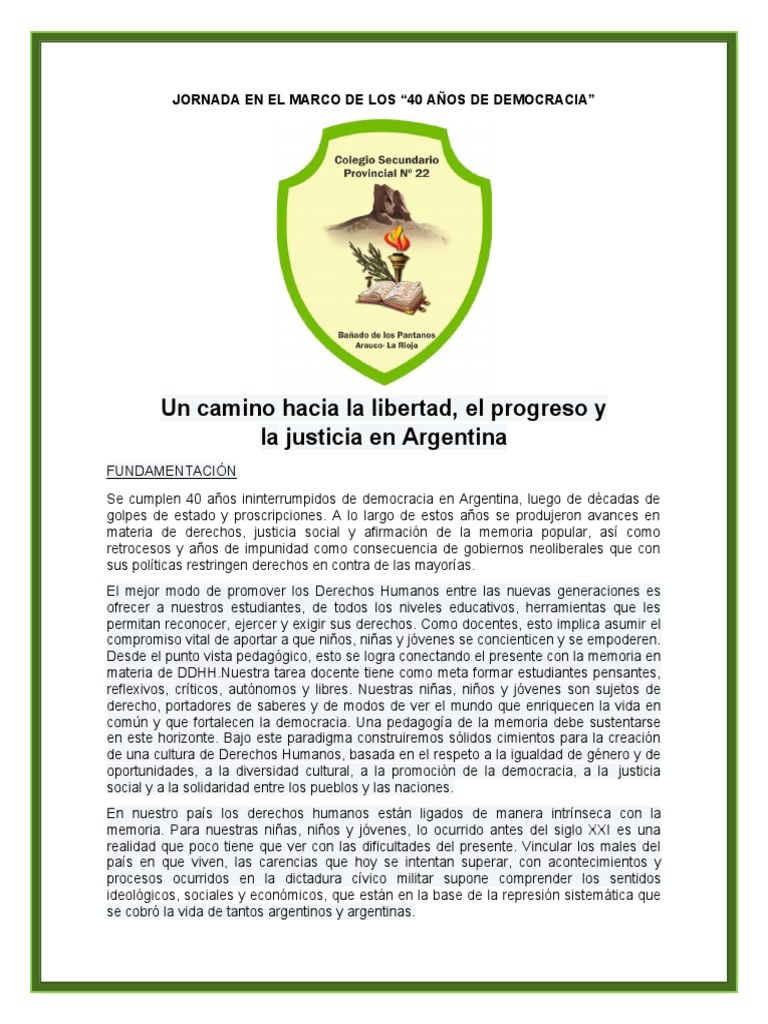 Un Camino Hacia La Libertad, El Progreso y La Justicia en Argentina ...