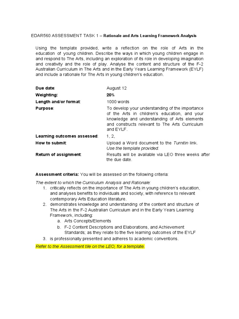 Edar560 Assessment Task 1 Elaboration | PDF