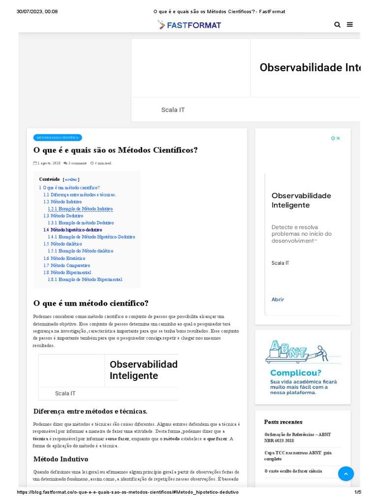 O Que É e Quais São Os Métodos Científicos - FastFormat | PDF