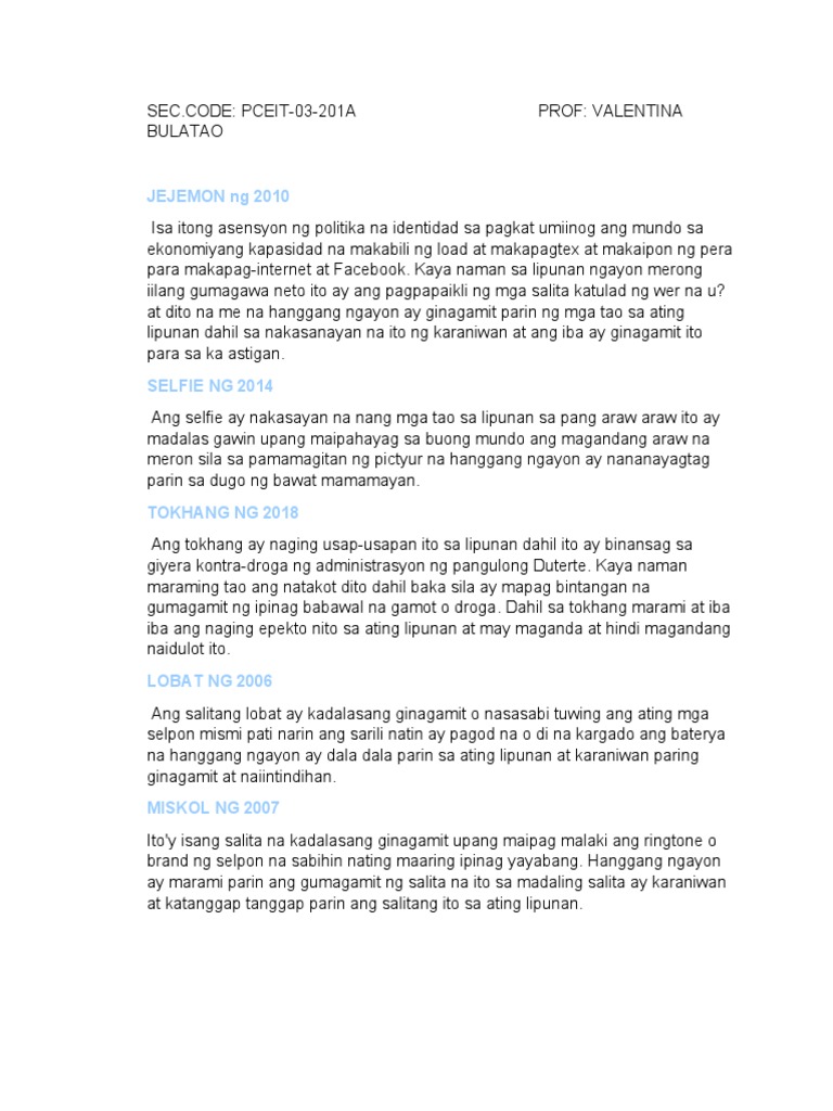 Jejemon Kahulugan | PDF