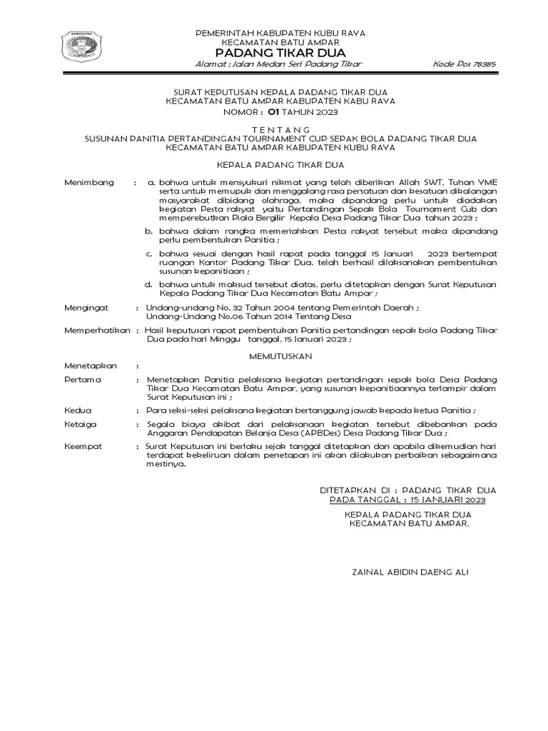 SK Panitia Sepak Bola 2022 | PDF