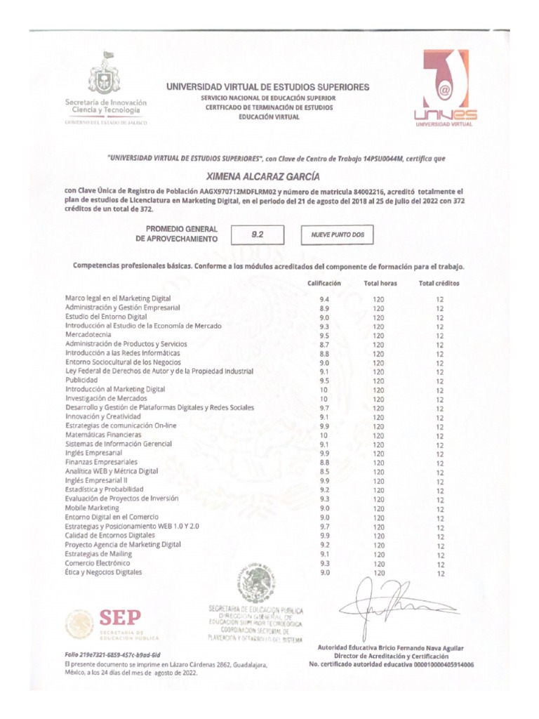 Constancia de Finalización de Estudios | PDF
