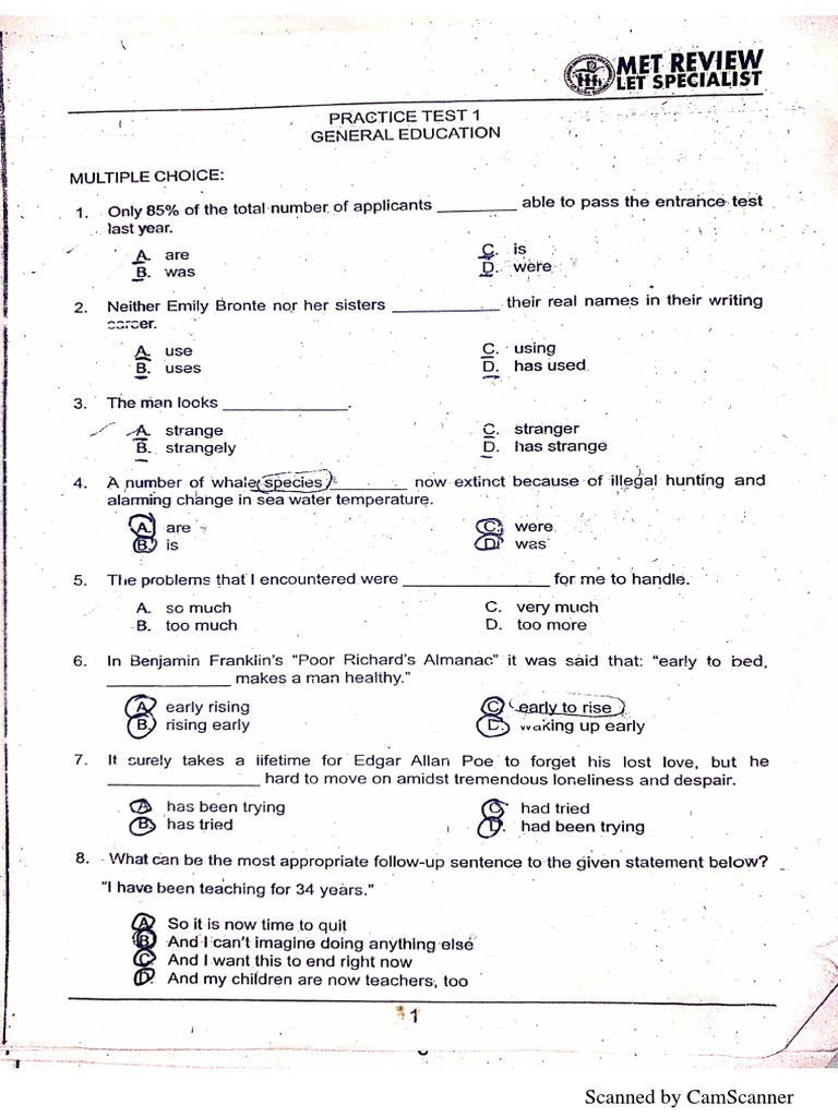 MET-Practice Test Gen Ed | PDF