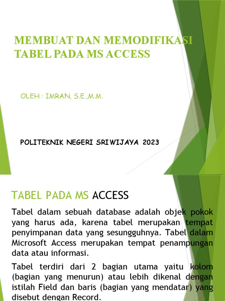 Panduan Tabel di MS Access | PDF | Teknologi & Rekayasa