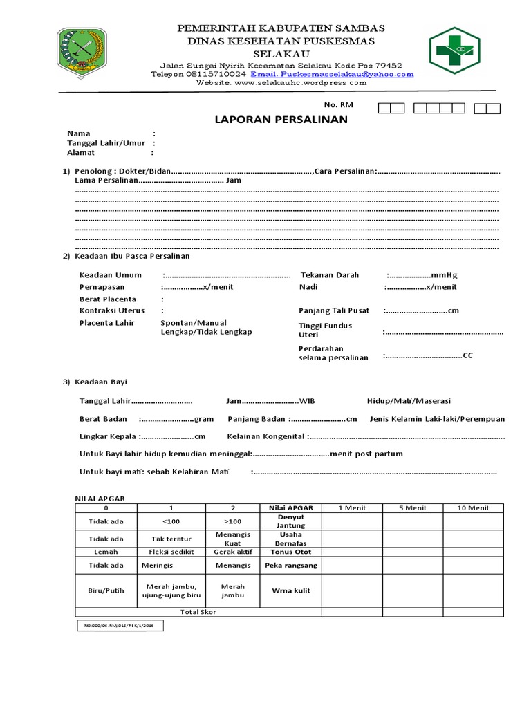 Laporan Persalinan Puskesmas Selakau | PDF