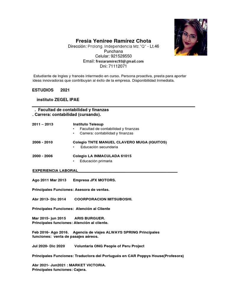 RC Ramirez Fresia CV PDF 2023 | PDF | Business | Economias