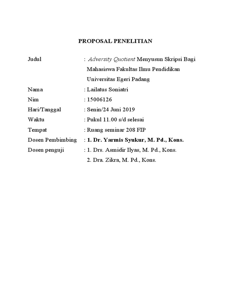 Contoh Cover Dosen Depan Sempro | PDF