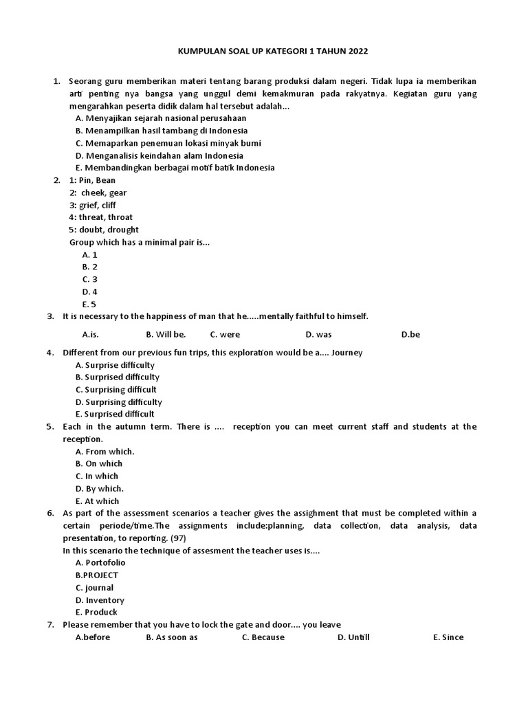 Kumpulan Soal Up 2022 | PDF | Nuclear Power | Nature