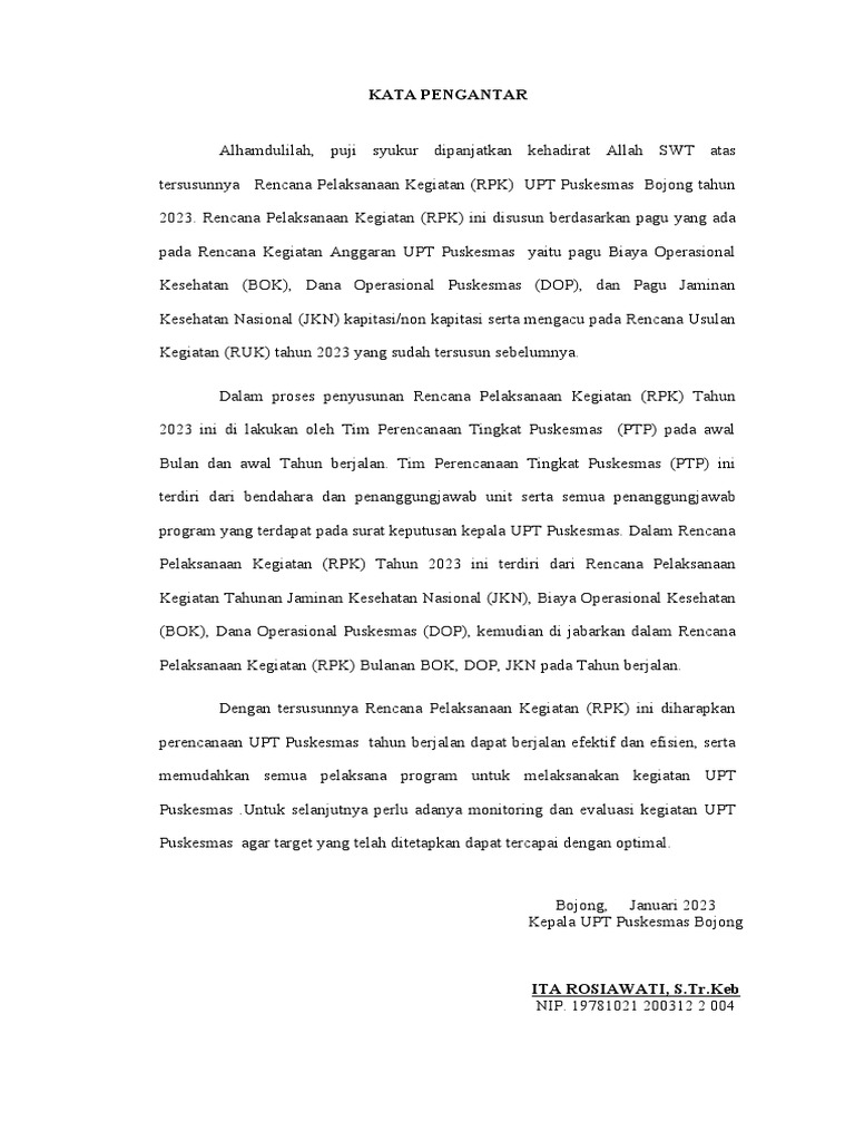Kata Pengantar RPK | PDF
