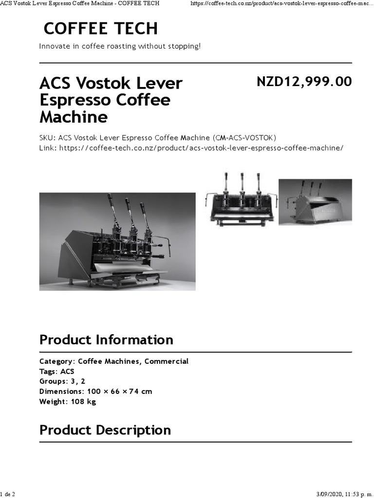 ACS Vostok Lever Espresso | PDF | Home & Garden