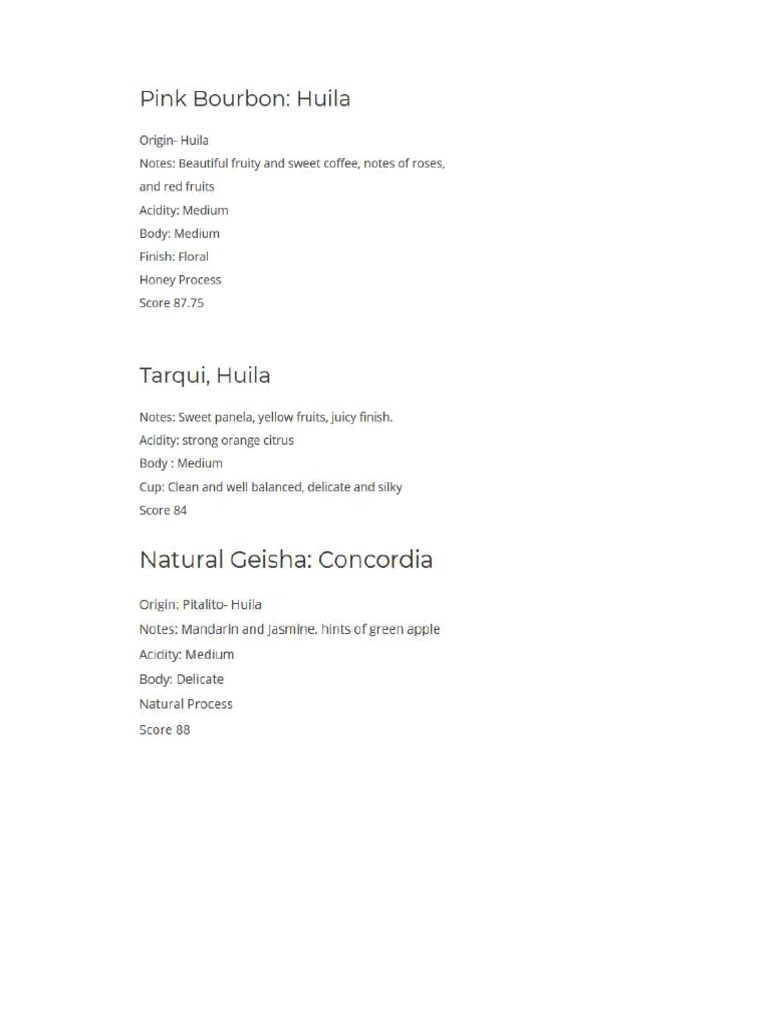 Coffee Samples | PDF