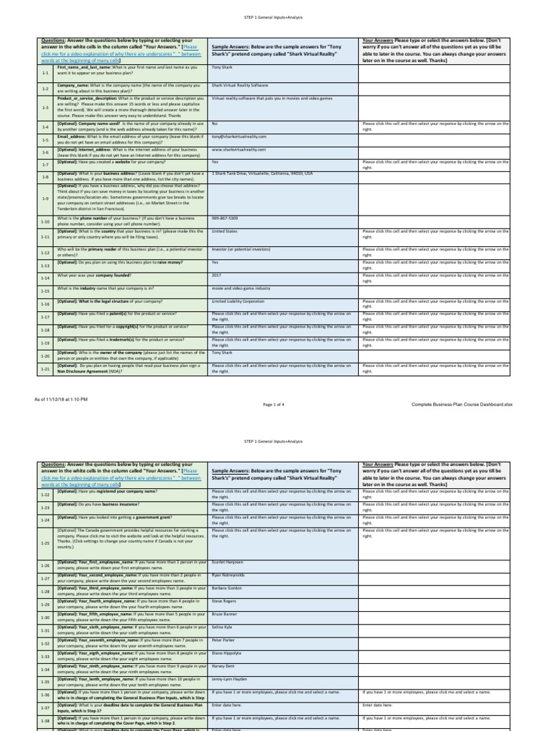 PDF Version of The STEP 1 General Inputs Analysis Tab | PDF | Non ...