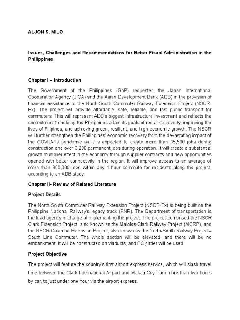 ALJON MILO - Issues, Challenges and Recommendations For Better Fiscal Administration in The ...