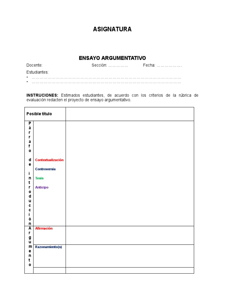 Formato Ensayo Argumentativo | PDF