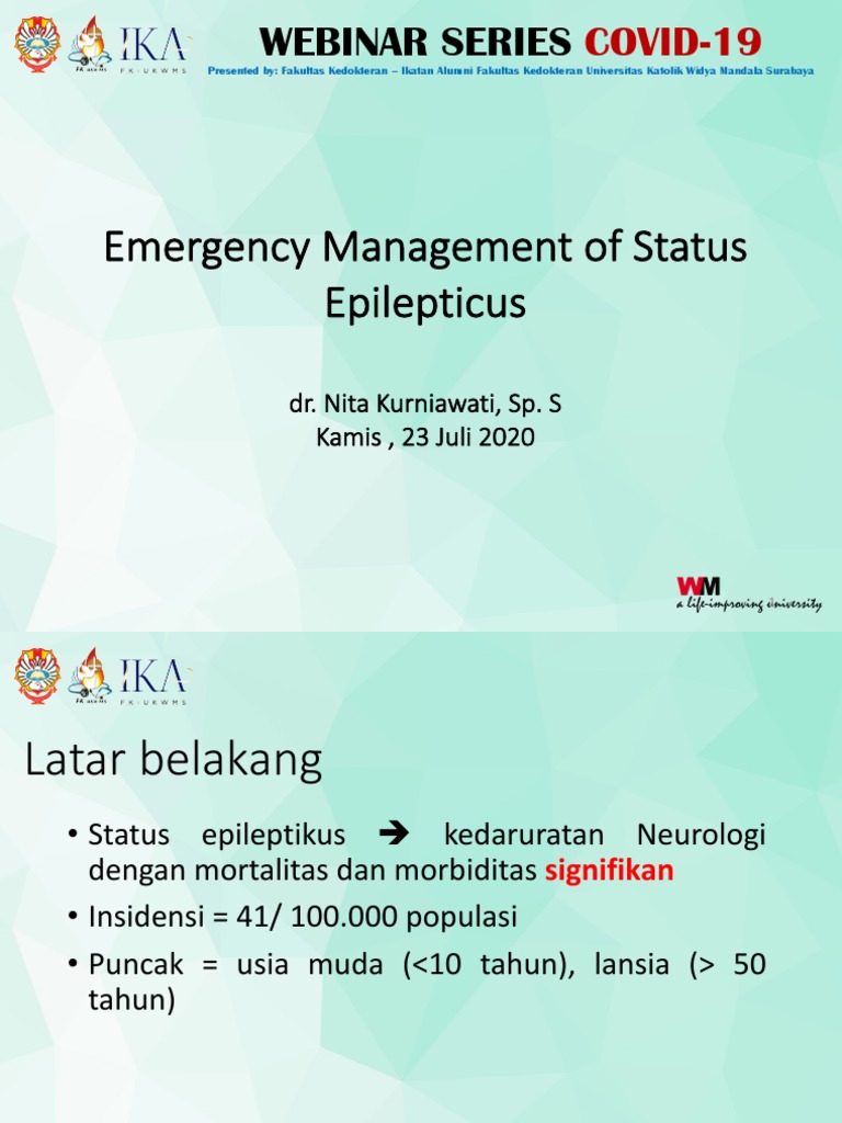 Emergency Management in Status Epilepticus 23 Juli 2020 DR Nita | PDF
