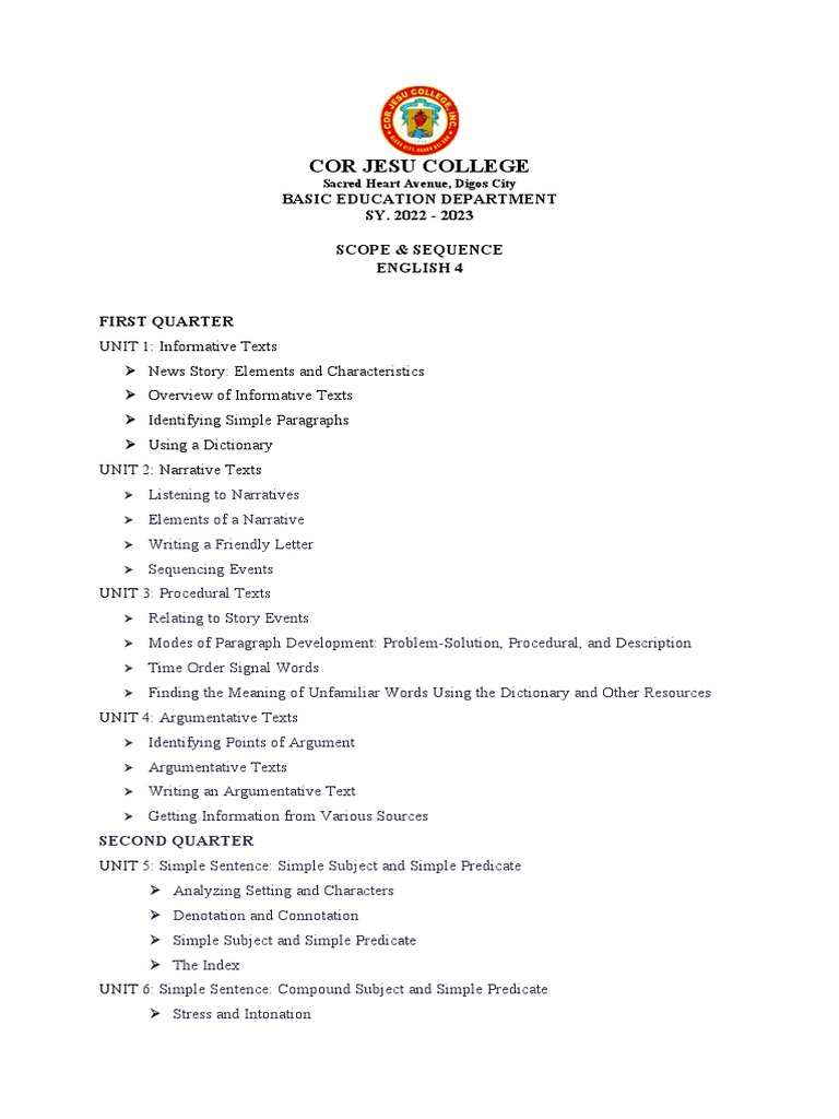 Sample Scope & Sequence | PDF