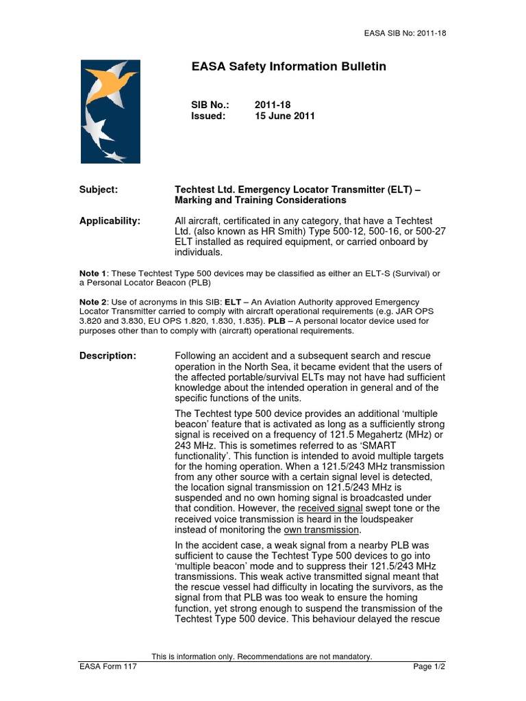 Easa Sib 2011-18 1 | PDF | Telecommunications Engineering ...