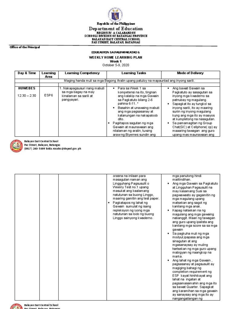 ESP6 WHLP Week 1 8 | PDF