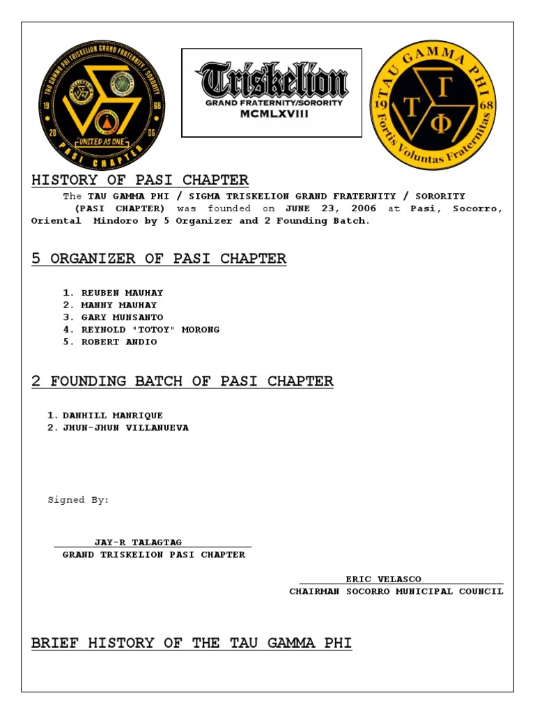 PASI COMMUNITY CHAPTER Tau Gamma by Laws and History Revised | Download ...