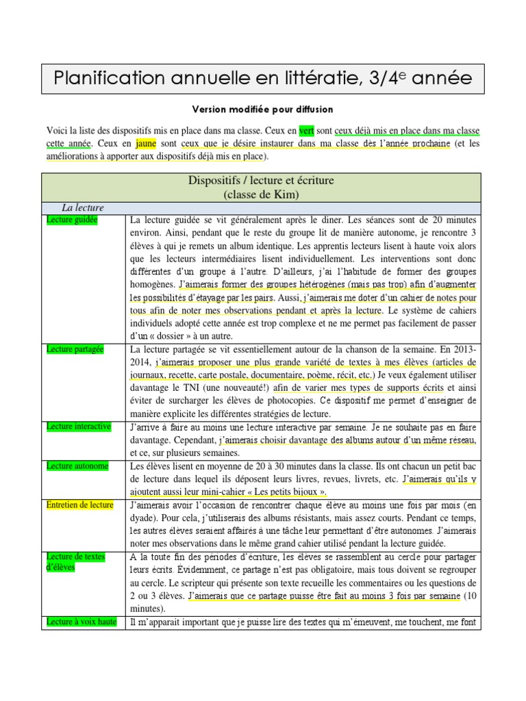 Planification littéraire 3/4e année 2023 | PDF | Mathématiques ...